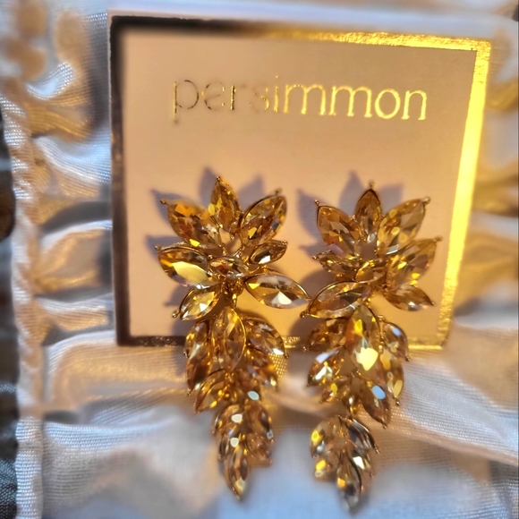Persimmon | Jewelry | Persimmon Earrings With Gold Stones | Poshmark